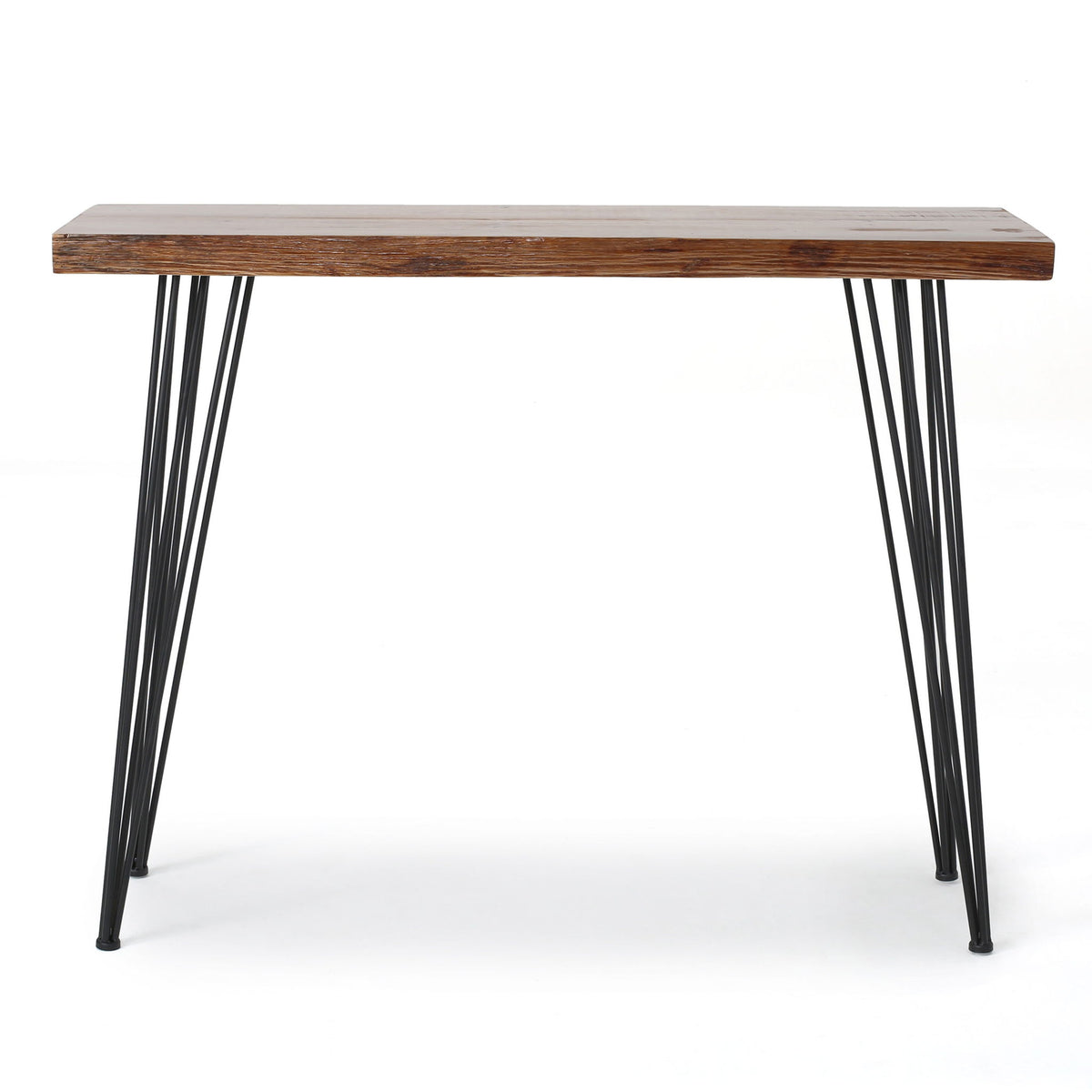 Modern Industrial Breakfast Bar Table, Metal Hairpin Legs & Wood Veneer ...