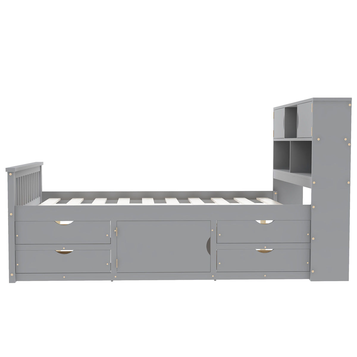 Captain Platform Bed Frame With Bookcase Headboard, 4 Drawers, Storage ...