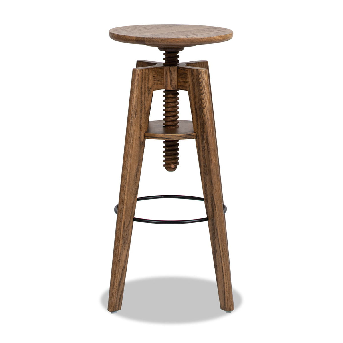 Spencer - Minimalist Oak Adjustable Bar Counter Stool - Walnut Brown Oak Quick Shipping ...